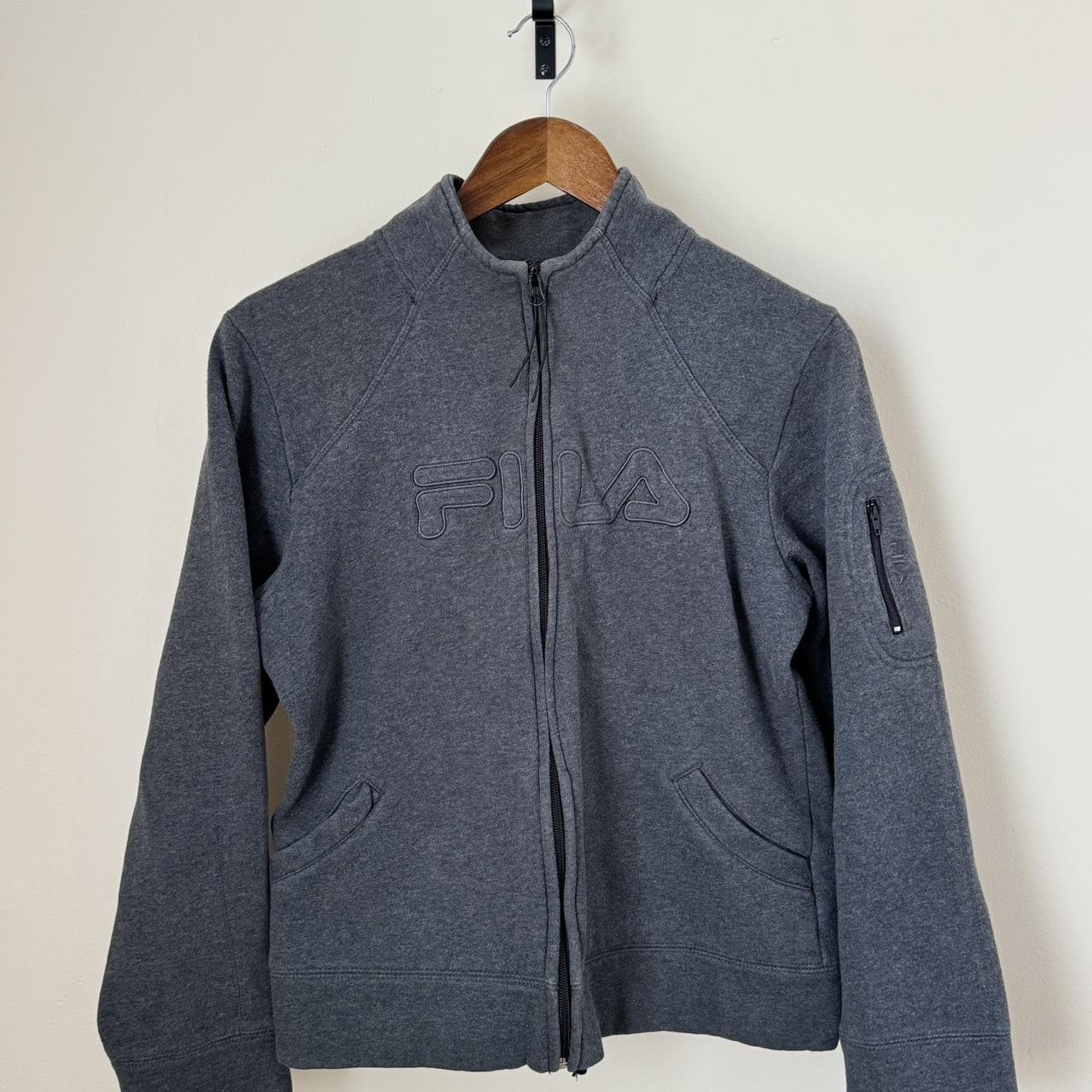 Fila grey zip up jacket - Depop