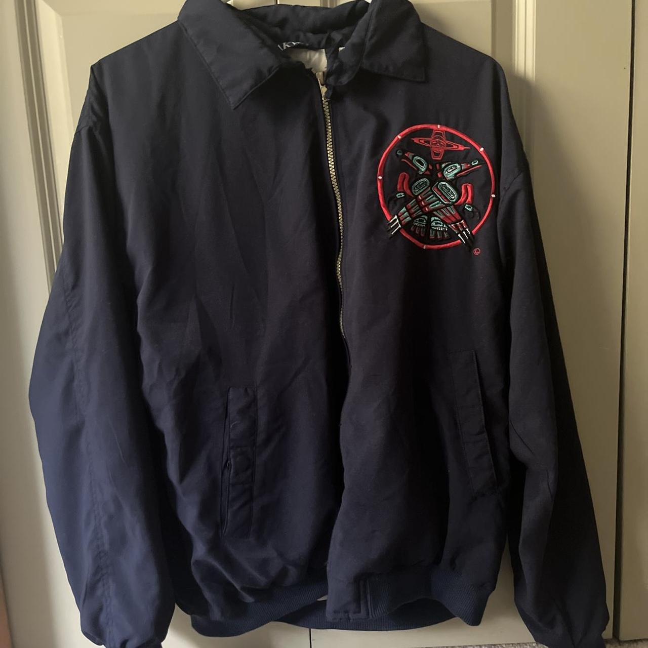 Akwa sorta work wear jacket with sick Native... - Depop