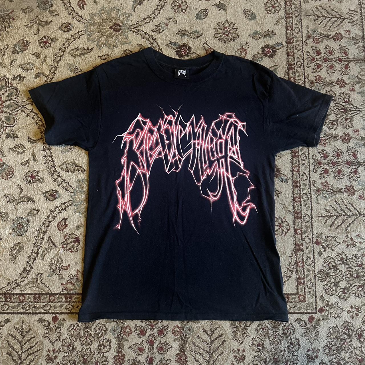 Black & pink Revenge x Lightning tee Size medium Sun... | Depop