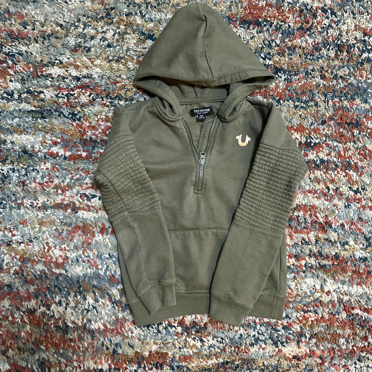 Sick True Religion Olive Green/Gold Graphic... - Depop