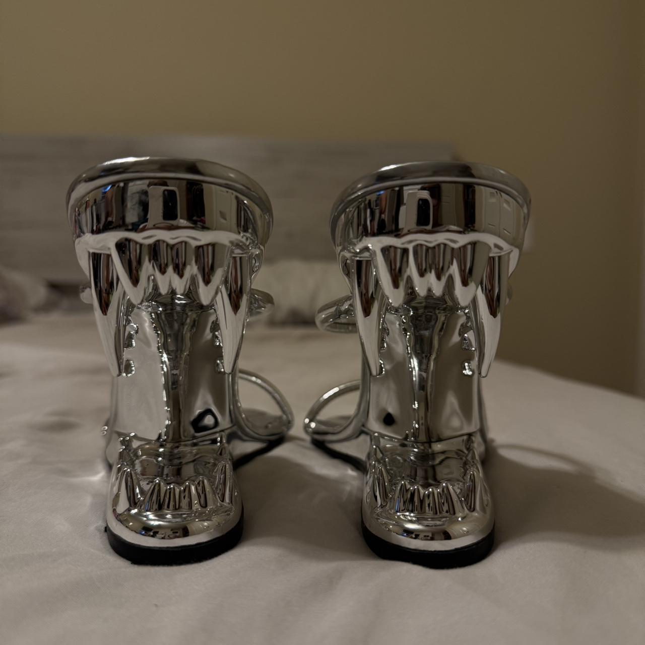 Sexy silver Tiger teeth heels worn once for pics.... | Depop