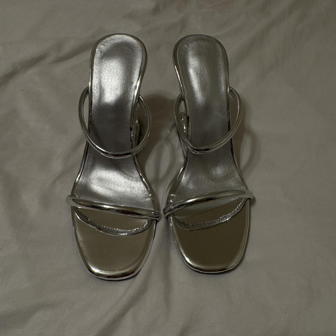 Sexy silver Tiger teeth heels worn once for pics.... | Depop