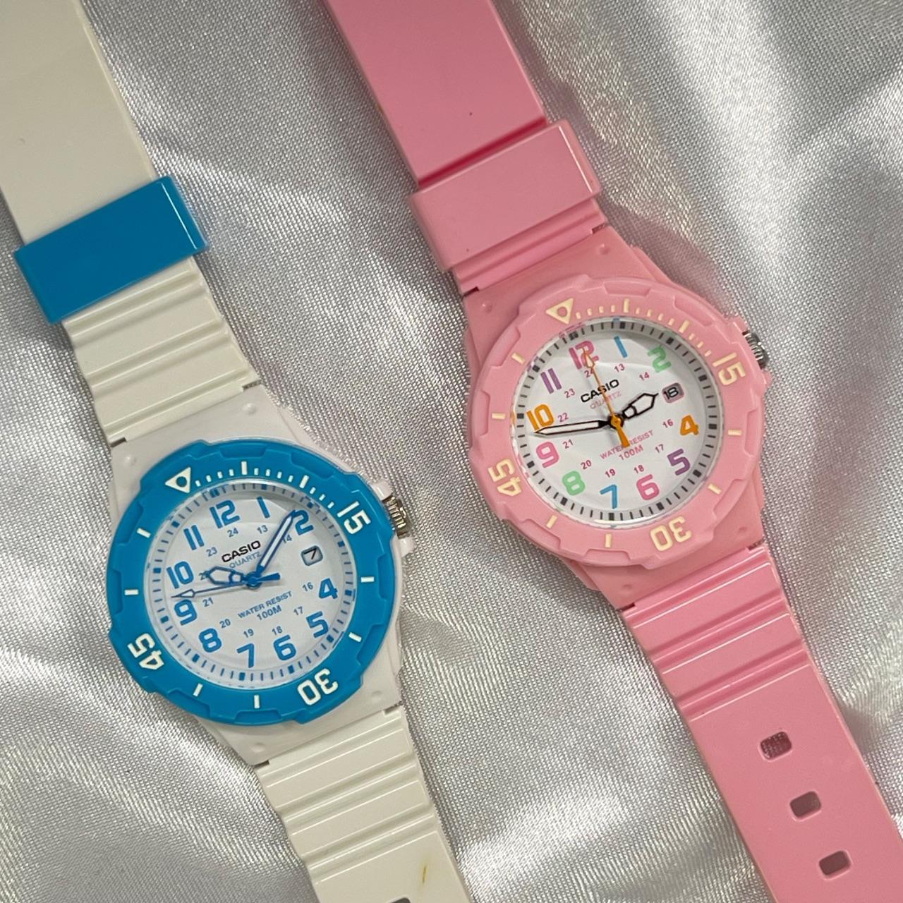 Rare Vintage Women's Casio Pink Blue and White Sport... | Depop
