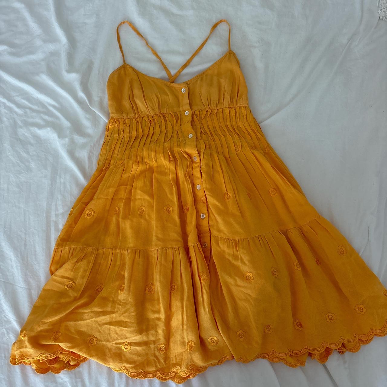 Urban Outfitters orange flowy dress with adjustable... - Depop