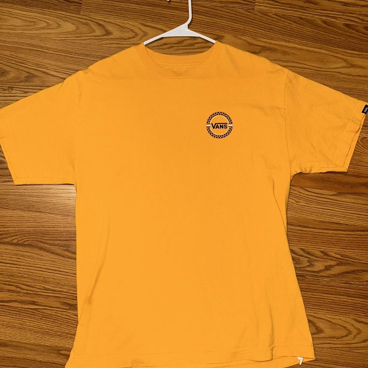 yellow classic fit vans t-shirt pre-loved good... - Depop