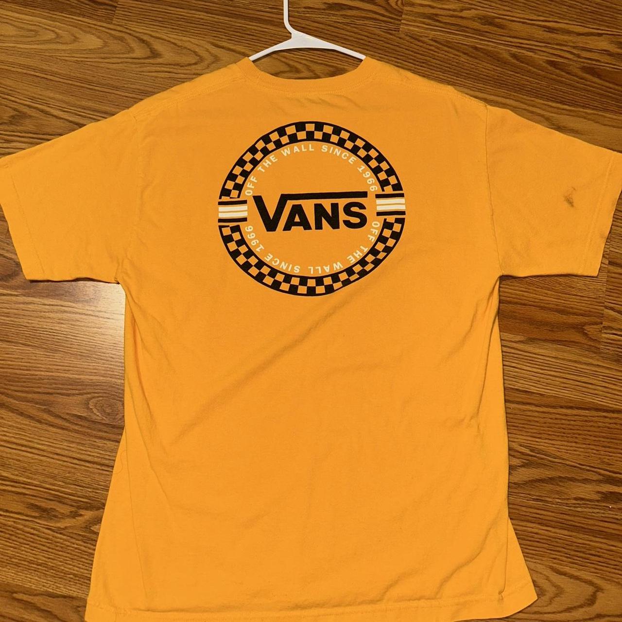 yellow classic fit vans t-shirt pre-loved good... - Depop