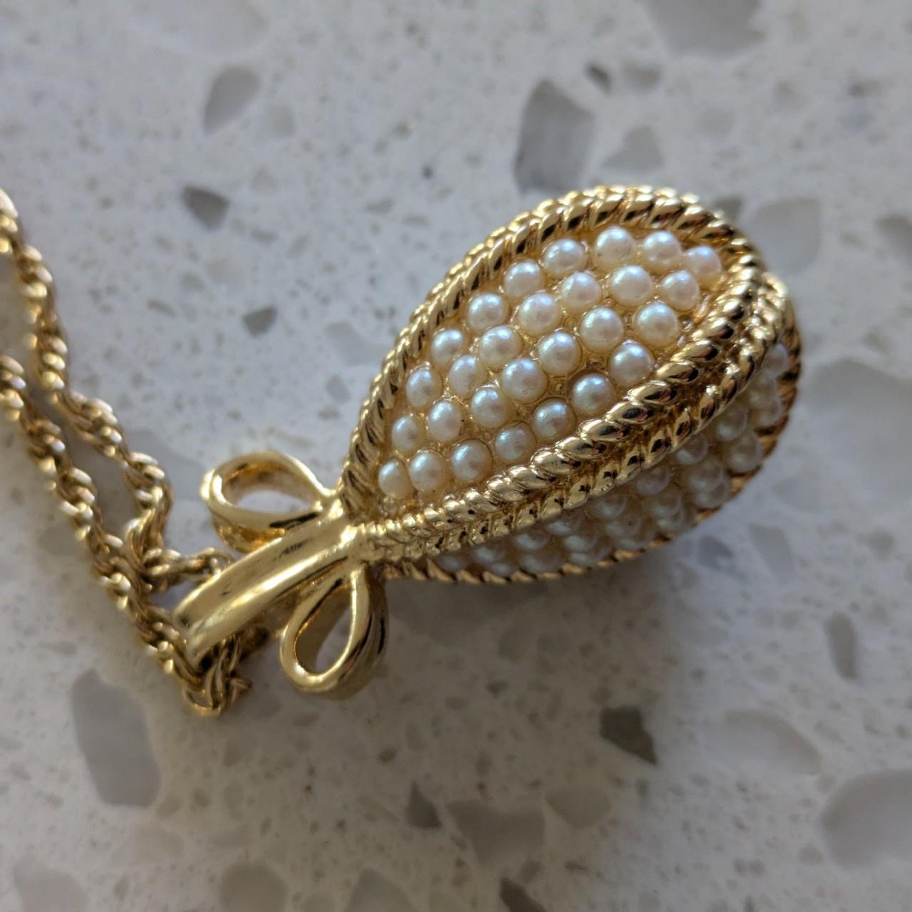 Joan Rivers Pearl and Bow pendant with necklace... | Depop