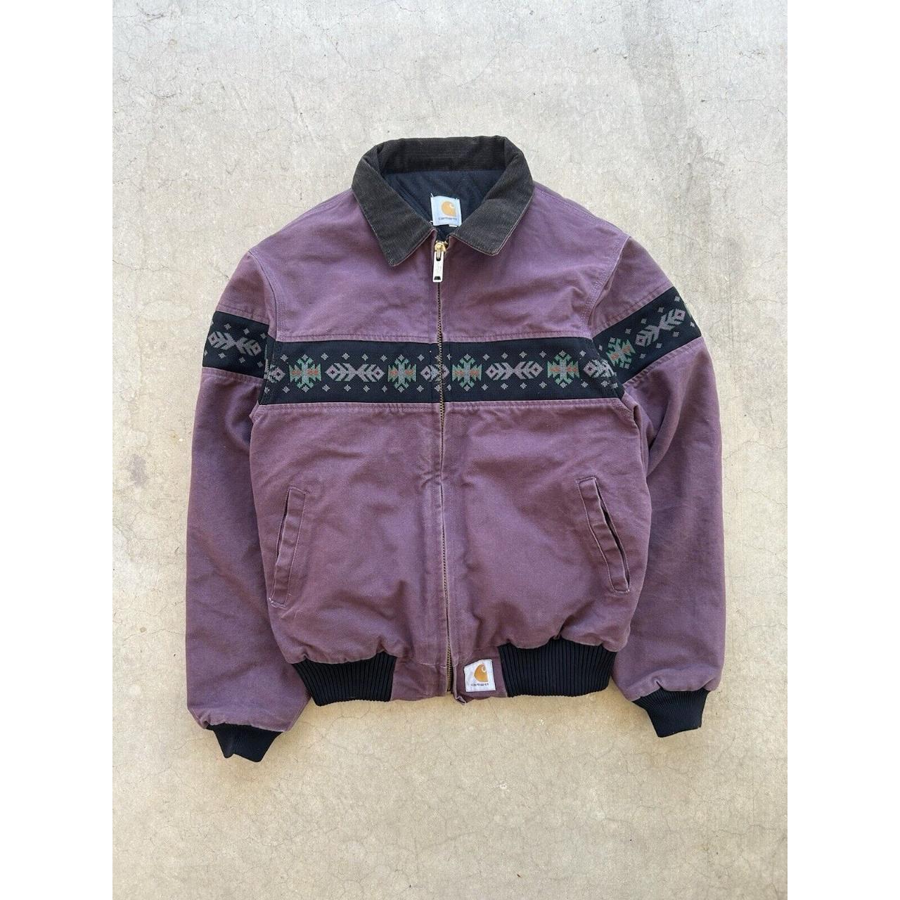 Vintage 90s Plum Carhartt Aztec Jacket Damson... - Depop