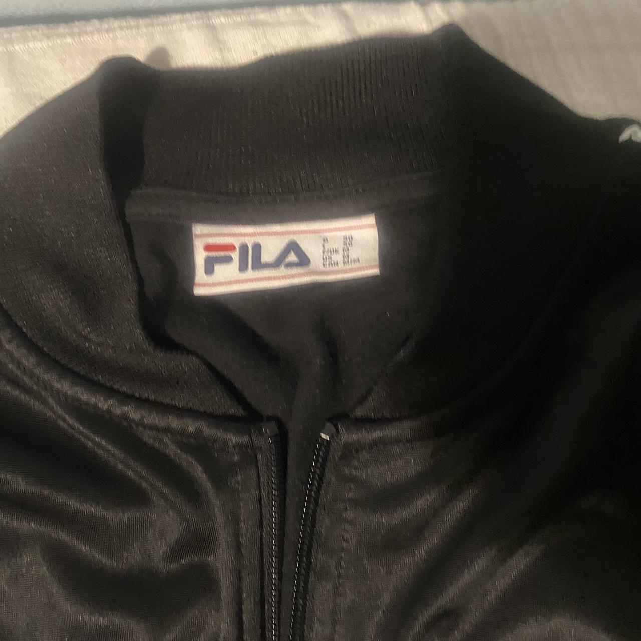 Black Fila zip-up jacket #jacket #black #tracksuit - Depop
