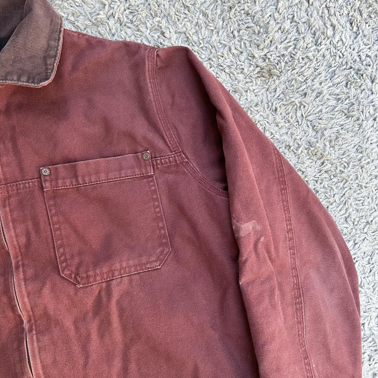Vintage Zara Workwear Detroit Jacket Burgundy... - Depop