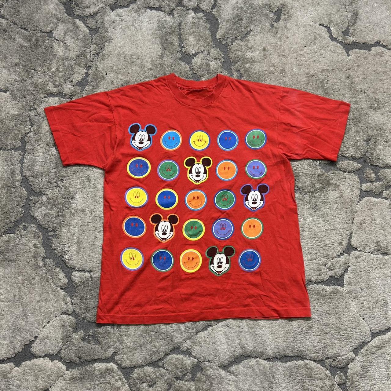 Vintage 90s Disney Mickey Mouse Red T-Shirt Single... | Depop