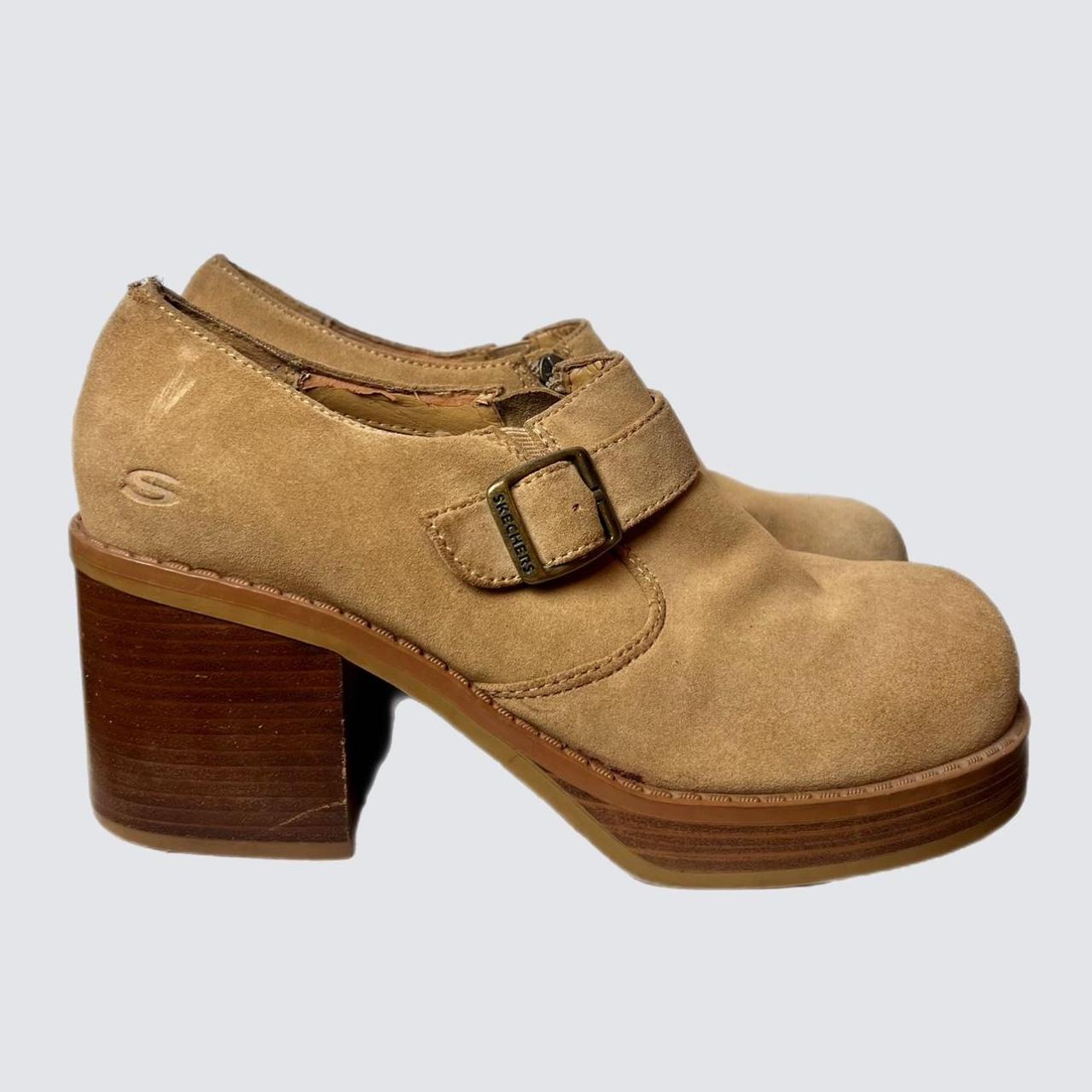 Vintage Skechers tan suede platform loafers So... - Depop