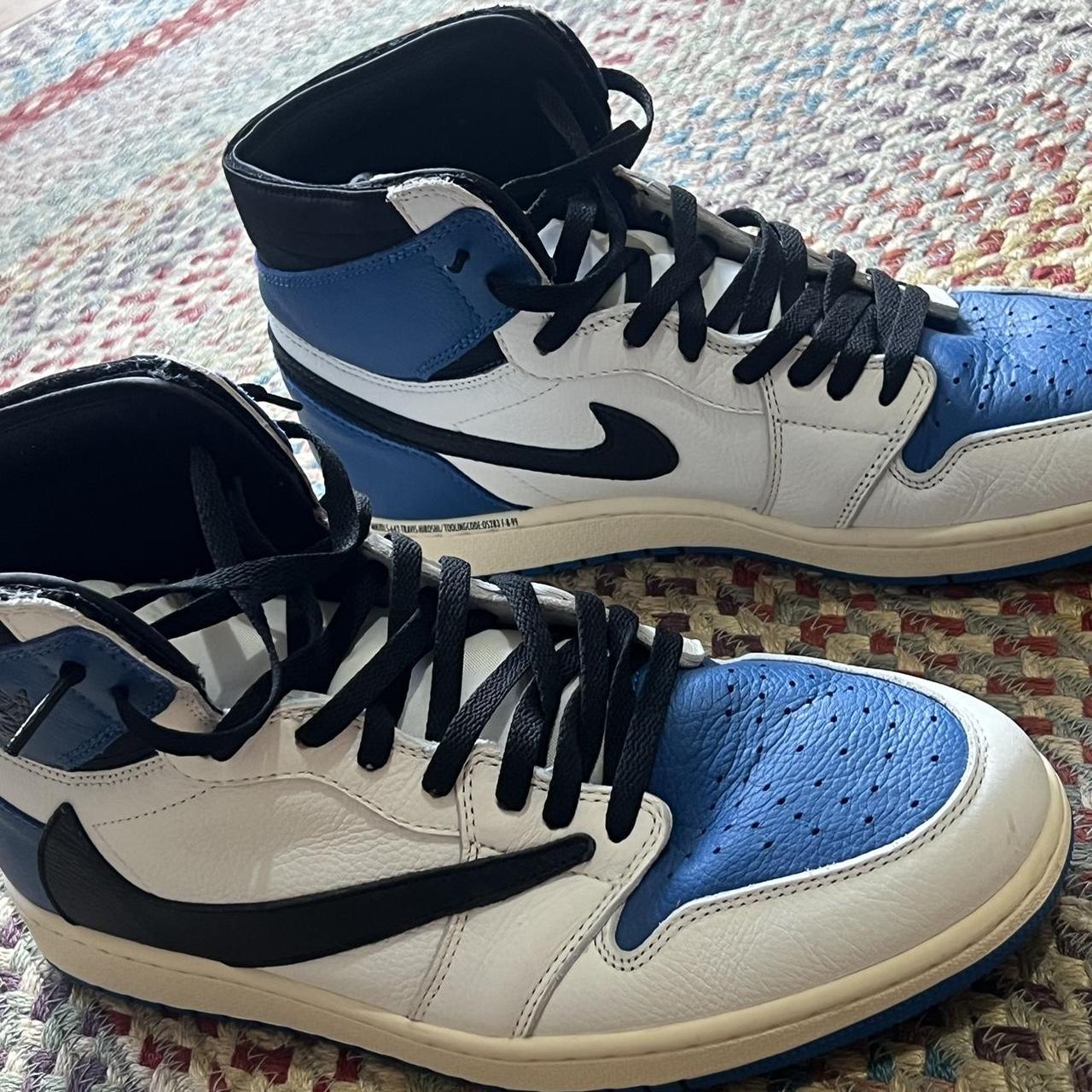 Travis Scott Jordan 1 High Reverse Nike Tick Worn... - Depop