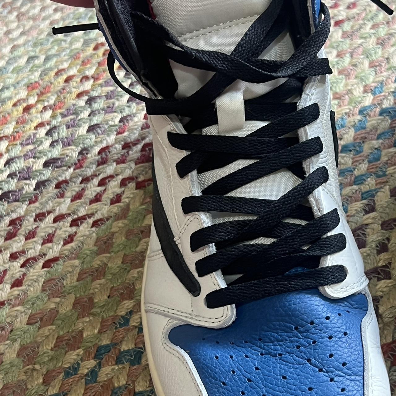 Travis Scott Jordan 1 High Reverse Nike Tick Worn... - Depop