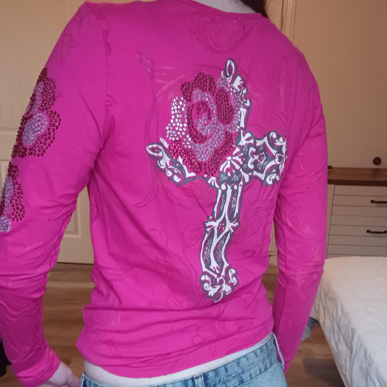 Ariat blinged out cross shirt with roses. Darker... - Depop