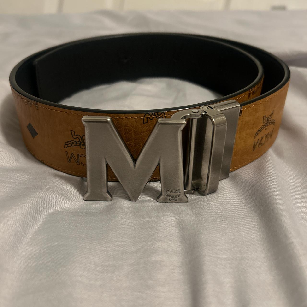 Brown and black MCM belt size s - Depop