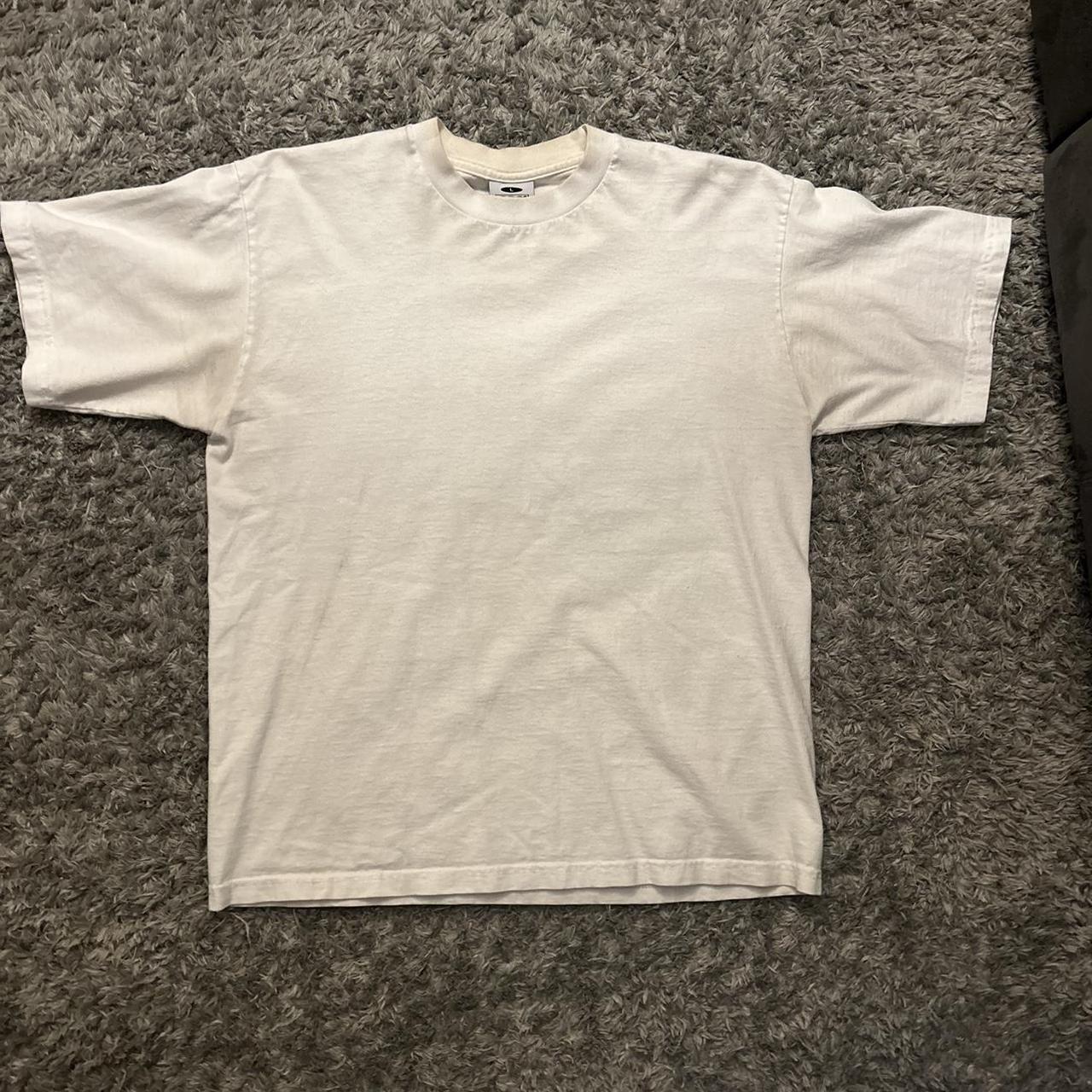 Vintage White blank tee, great for customization... - Depop