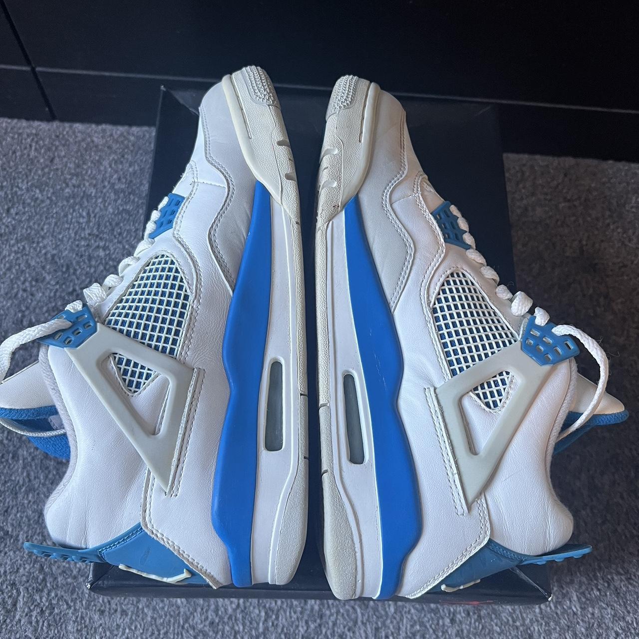 Jordan 4 White Military Blue Ntrl Grey Size UK 7.5... - Depop