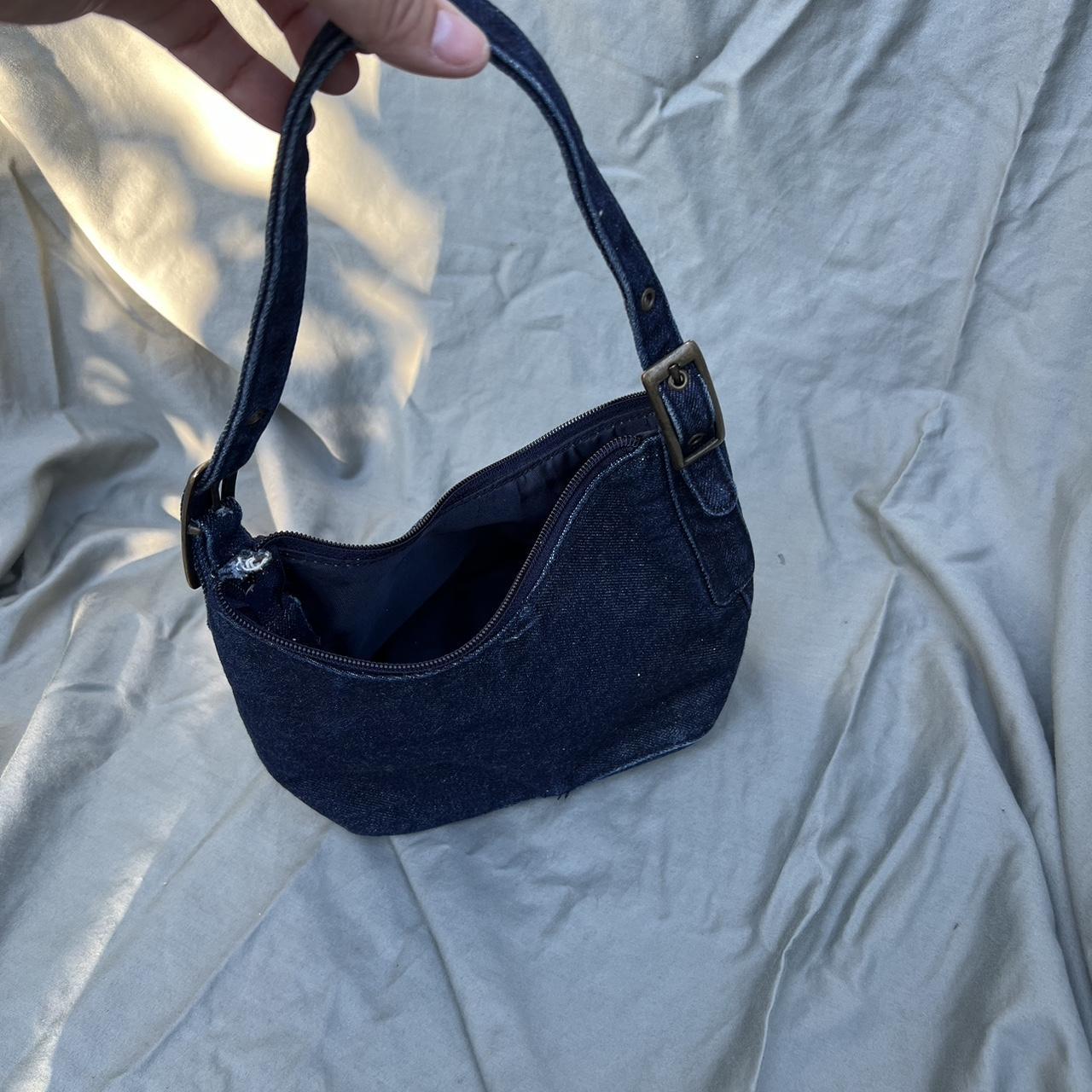 Denim shoulder purse Adjustable eyelet strap Small... | Depop