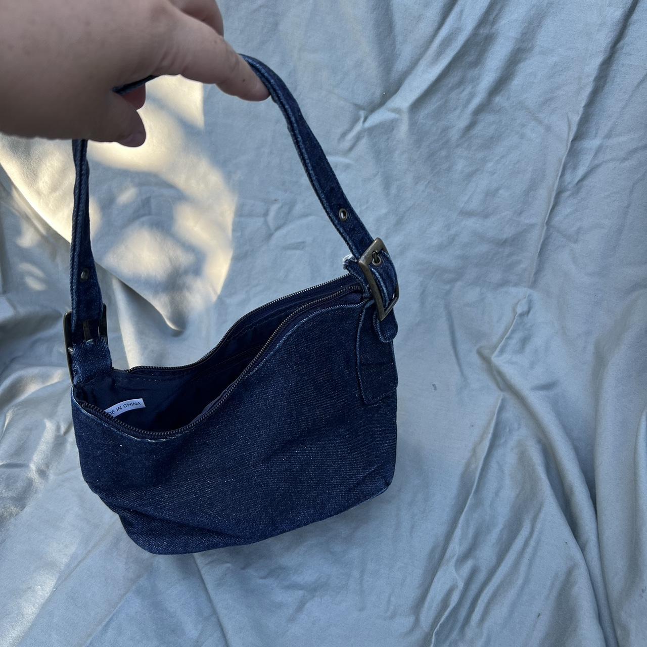 Denim shoulder purse Adjustable eyelet strap Small... | Depop
