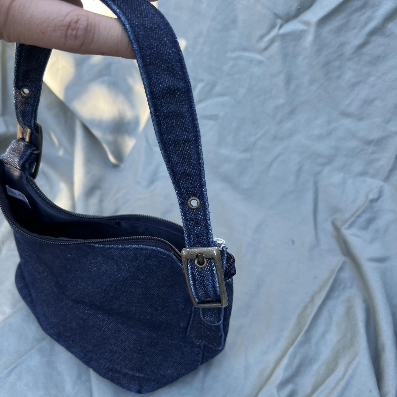 Denim shoulder purse Adjustable eyelet strap Small... | Depop