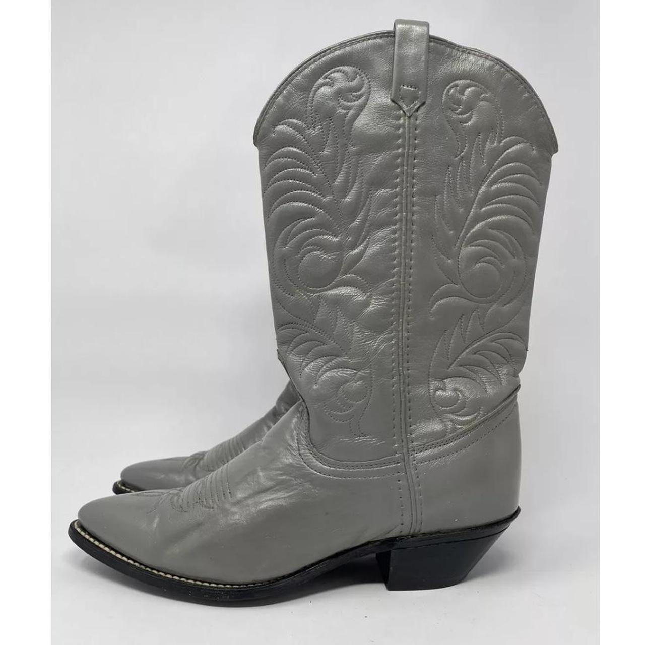 vintage grey acme cowboy boots a neutral light dove... - Depop