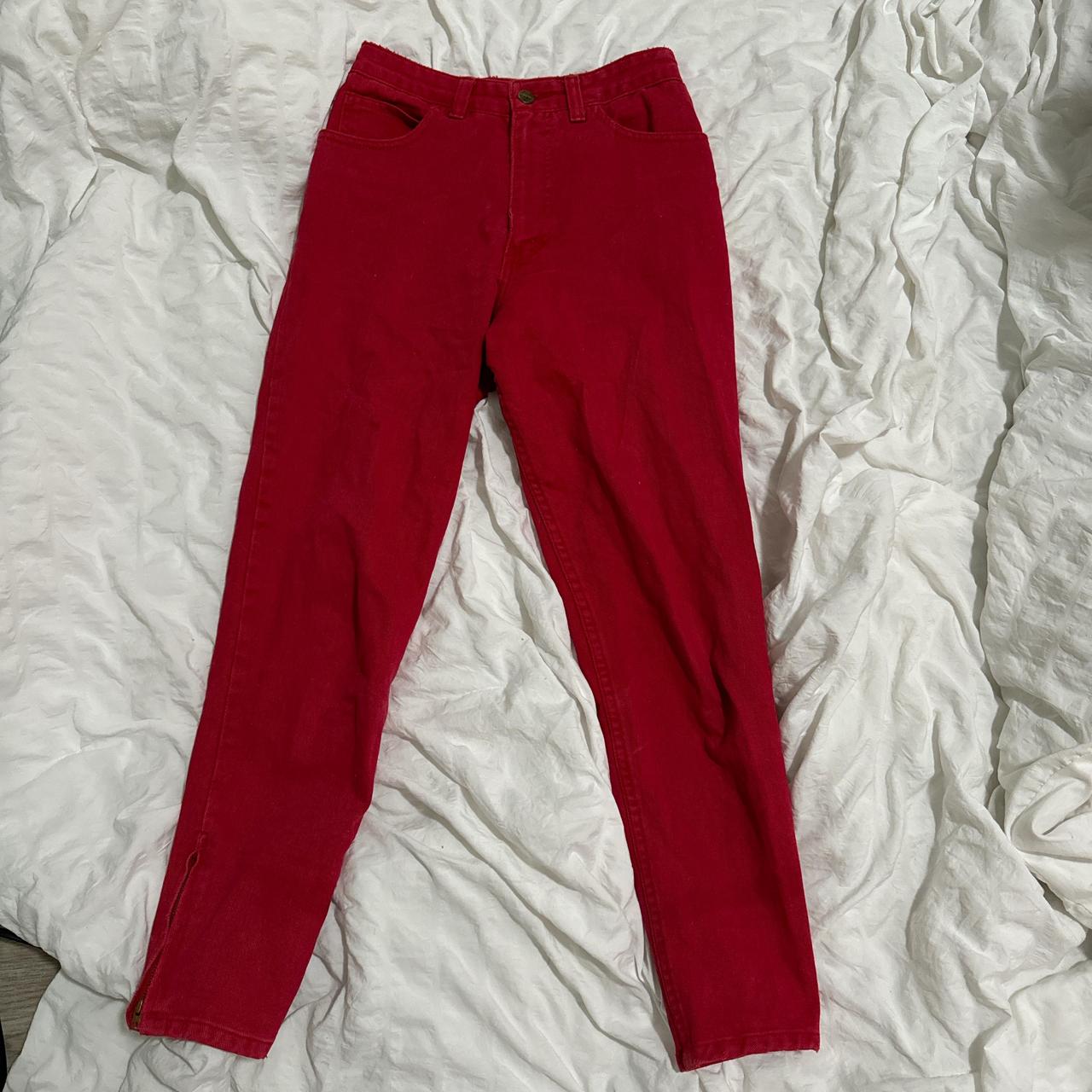 Red guess jeans with zipper ankle rare 1980’s mint... - Depop