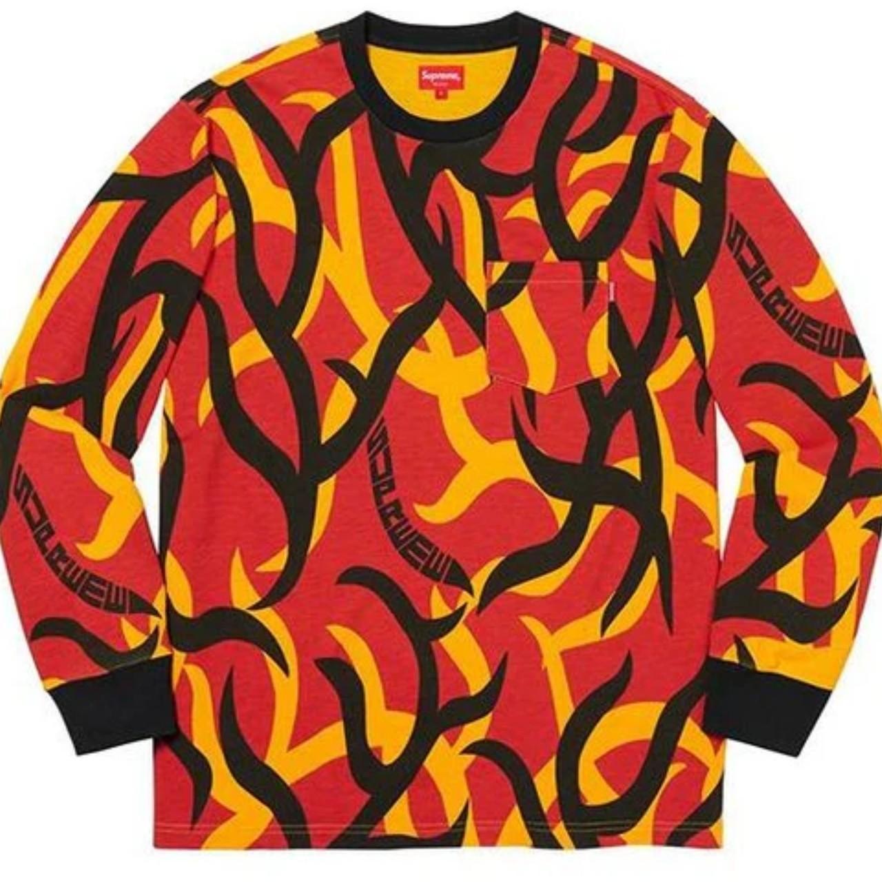 Supreme Long Sleeve Tee Red Tribal Camo Size:... - Depop