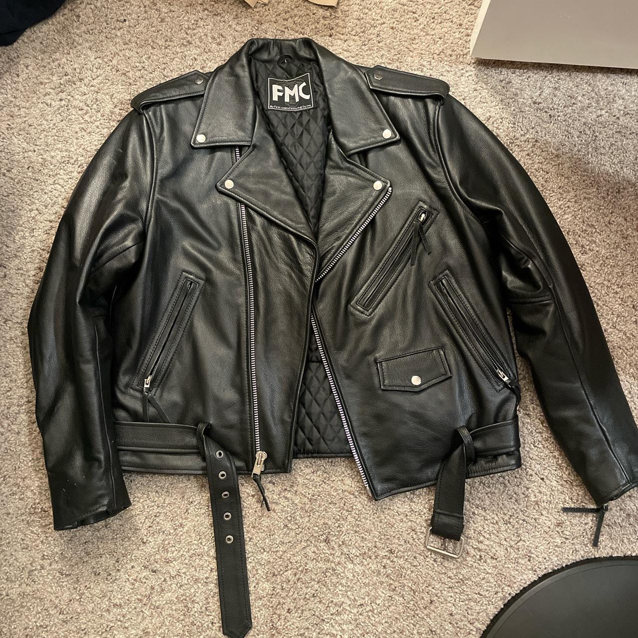 FMC Leather Jacket. genuine leather. Sleeves... - Depop