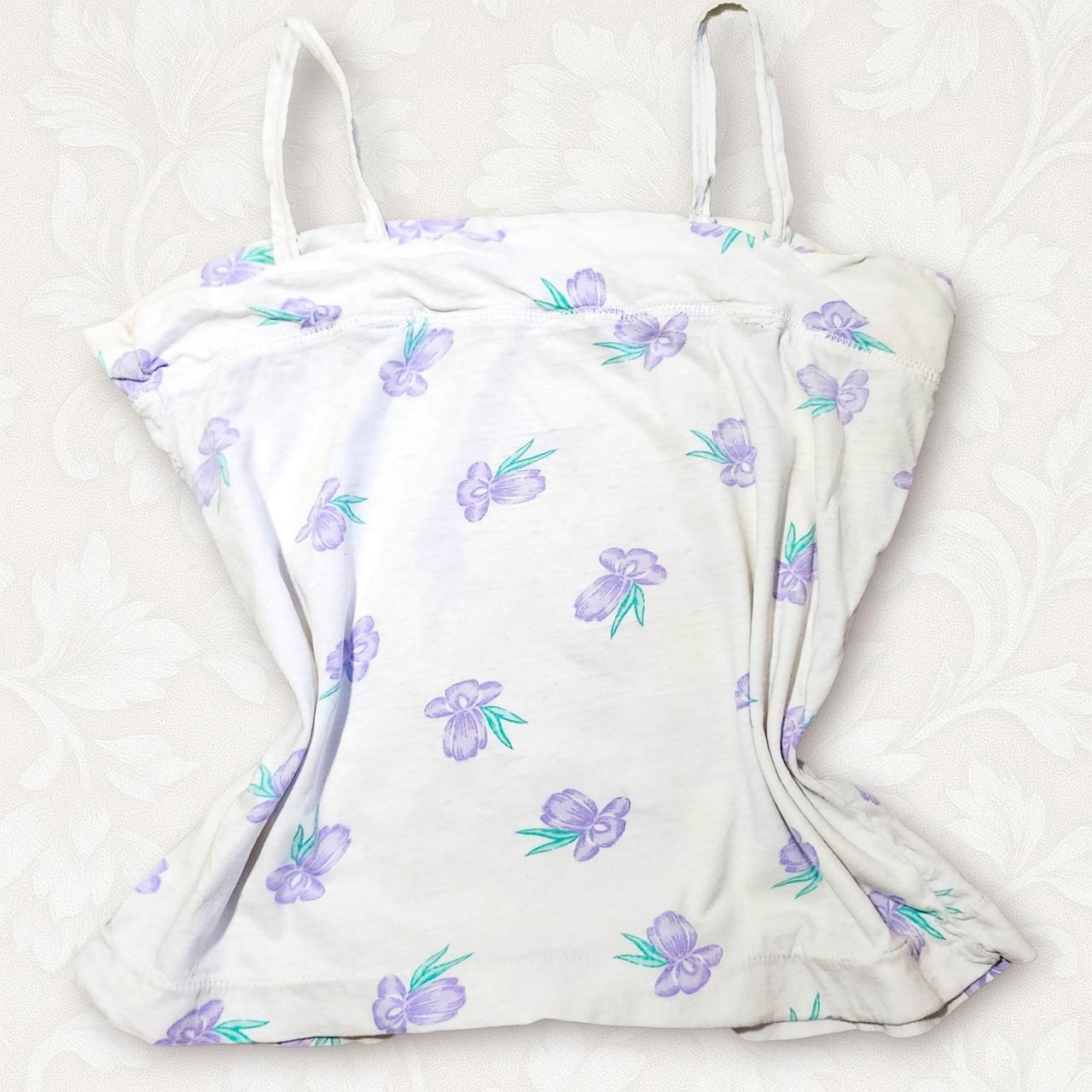 Vintage 90s/Y2K Baby Cami – Purple Floral Cropped... | Depop