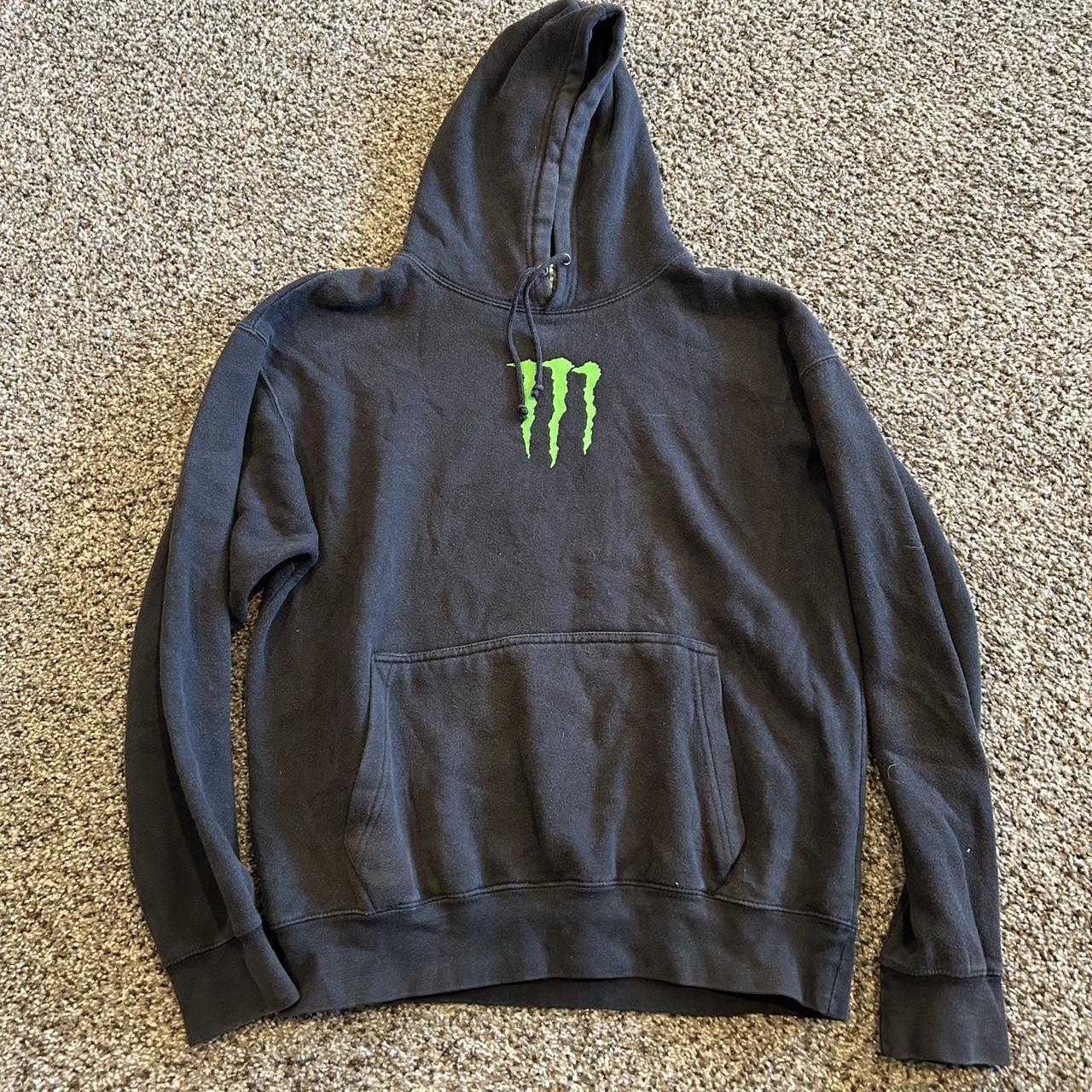 Monster Energy Fox Racing black hoodie Size L - Depop