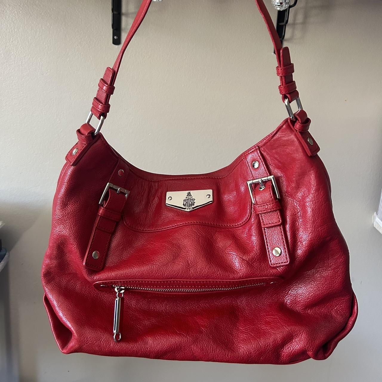 vintage red leather mark cross bag This show... - Depop