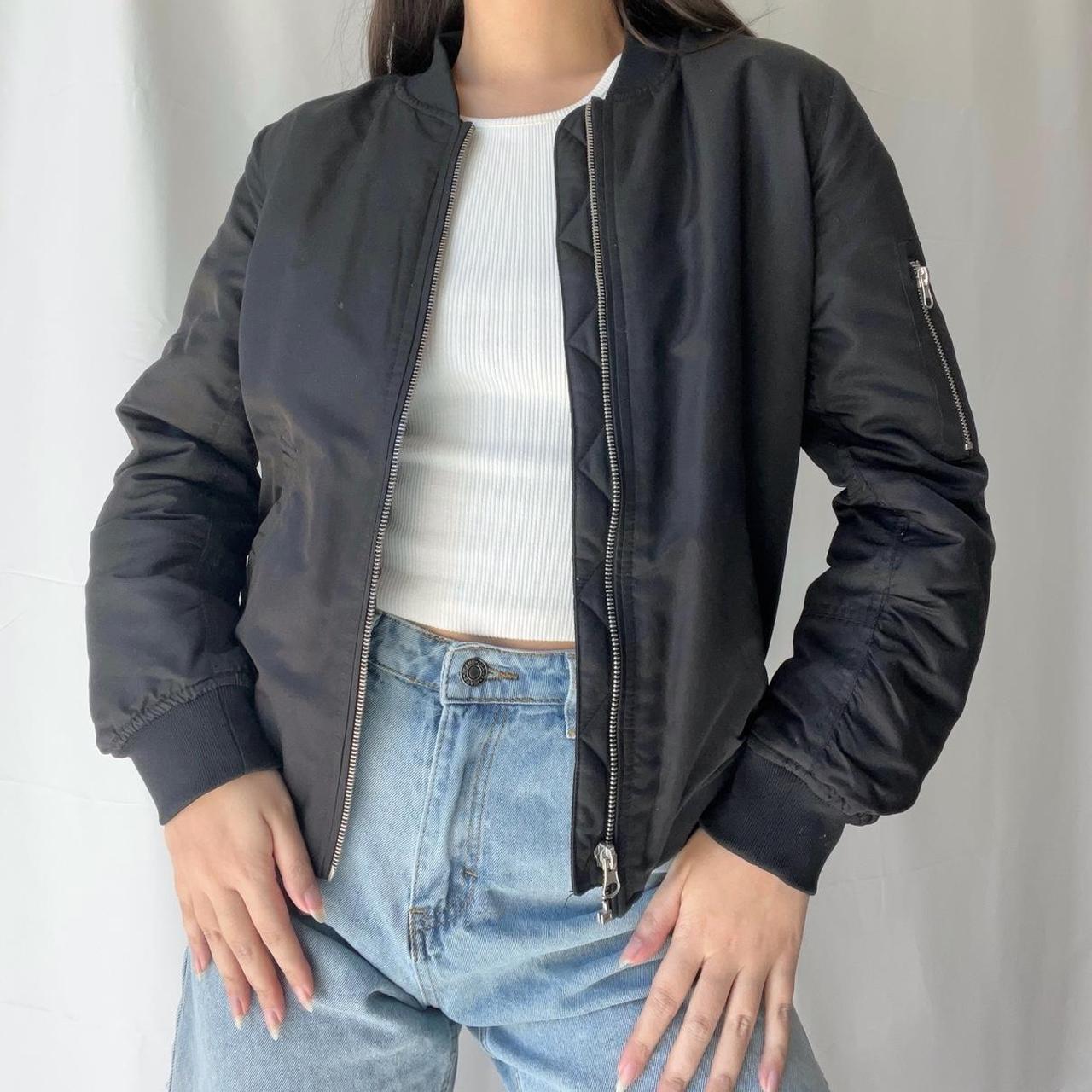 Black lightly padded bomber jacket. Will go with any... - Depop