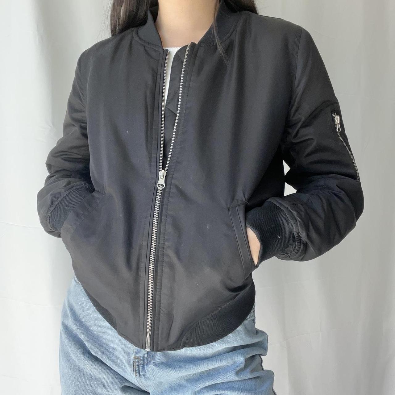 Black lightly padded bomber jacket. Will go with any... - Depop