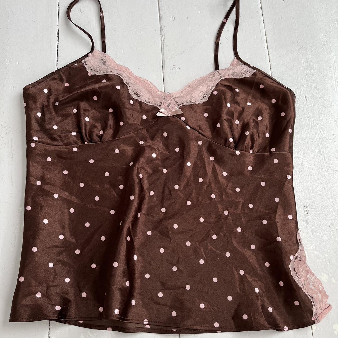 Stunning satin like vintage cami top Very 90’s Polka... - Depop
