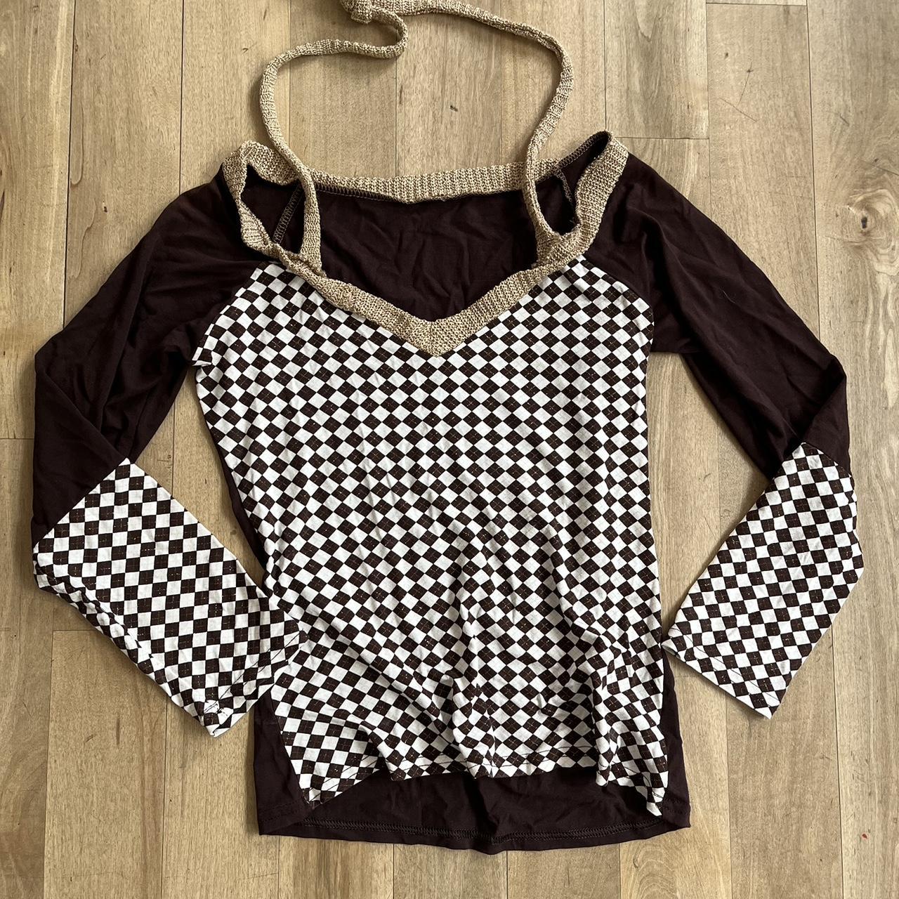 Coolest vintage 00’s houndstooth check top Can be... - Depop