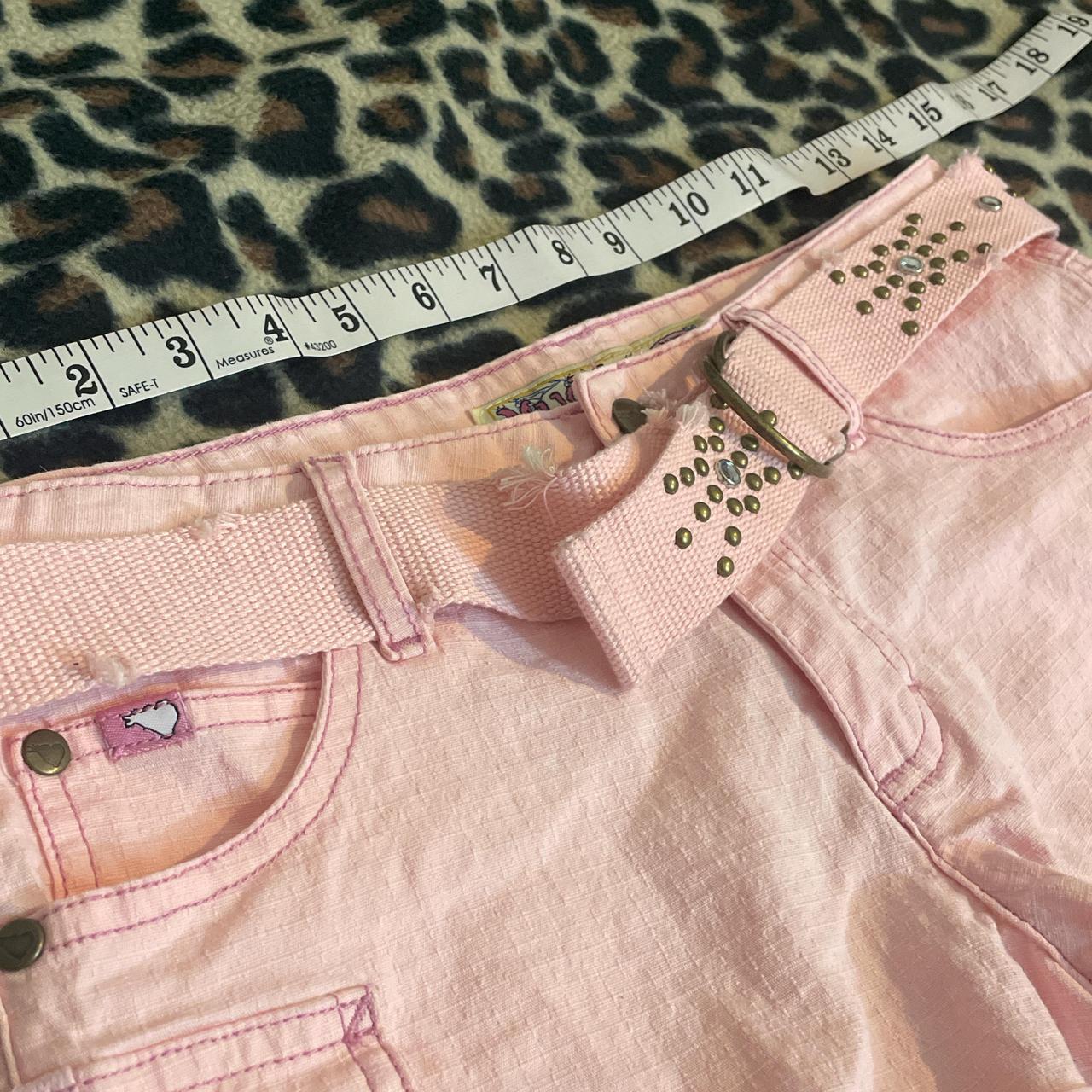Vintage mudd pink studded cargo belted shorts with a... | Depop