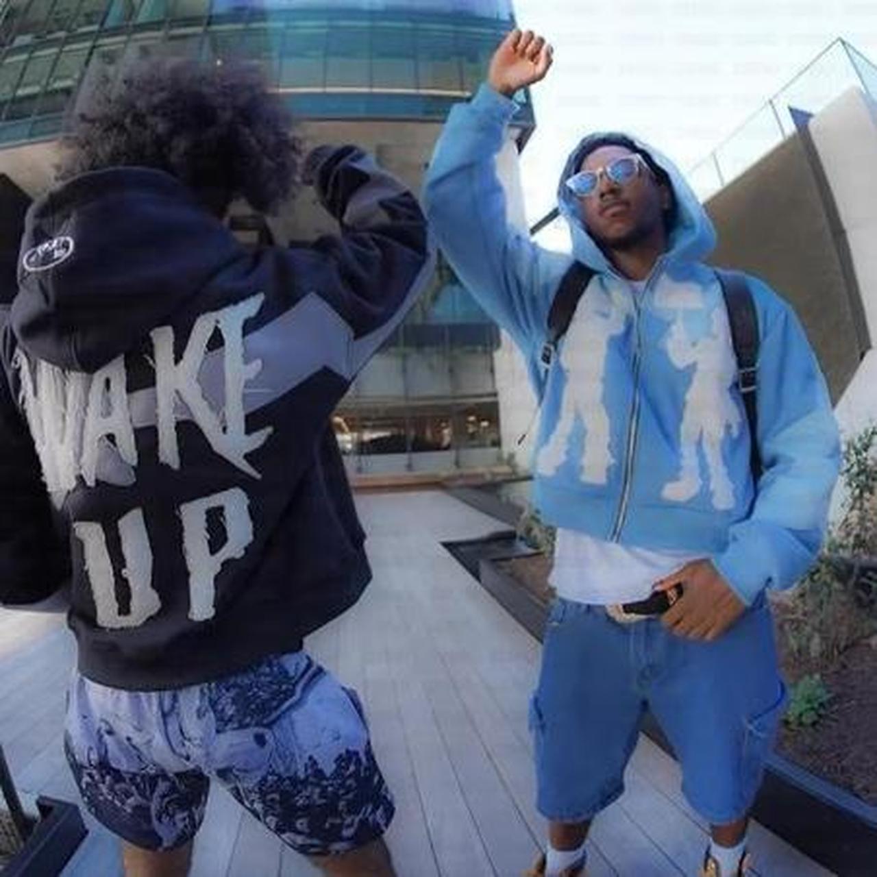 WAKE UP graphic zipper hoodie - Depop