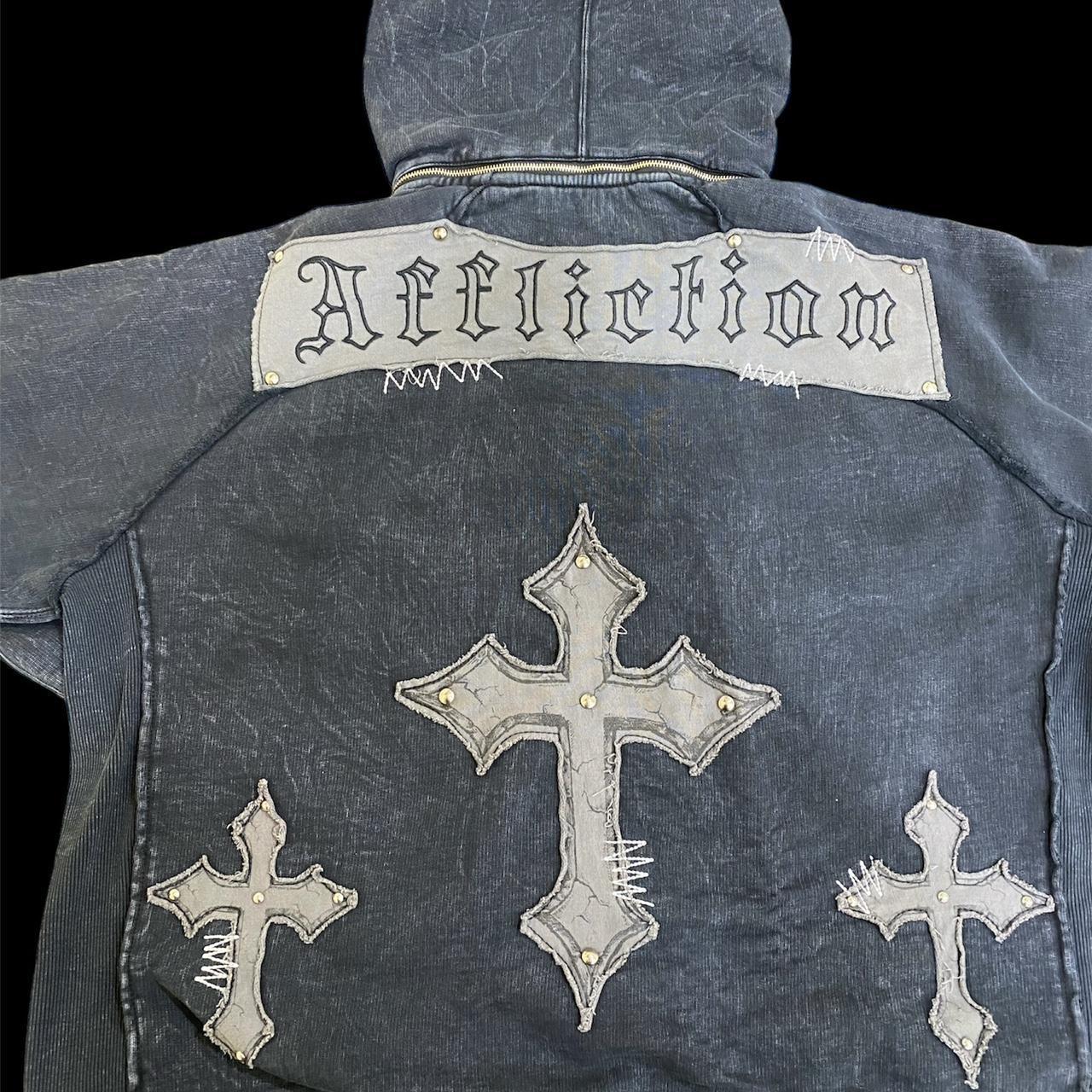 2000s skull and cross affliction zip up Pit to... - Depop