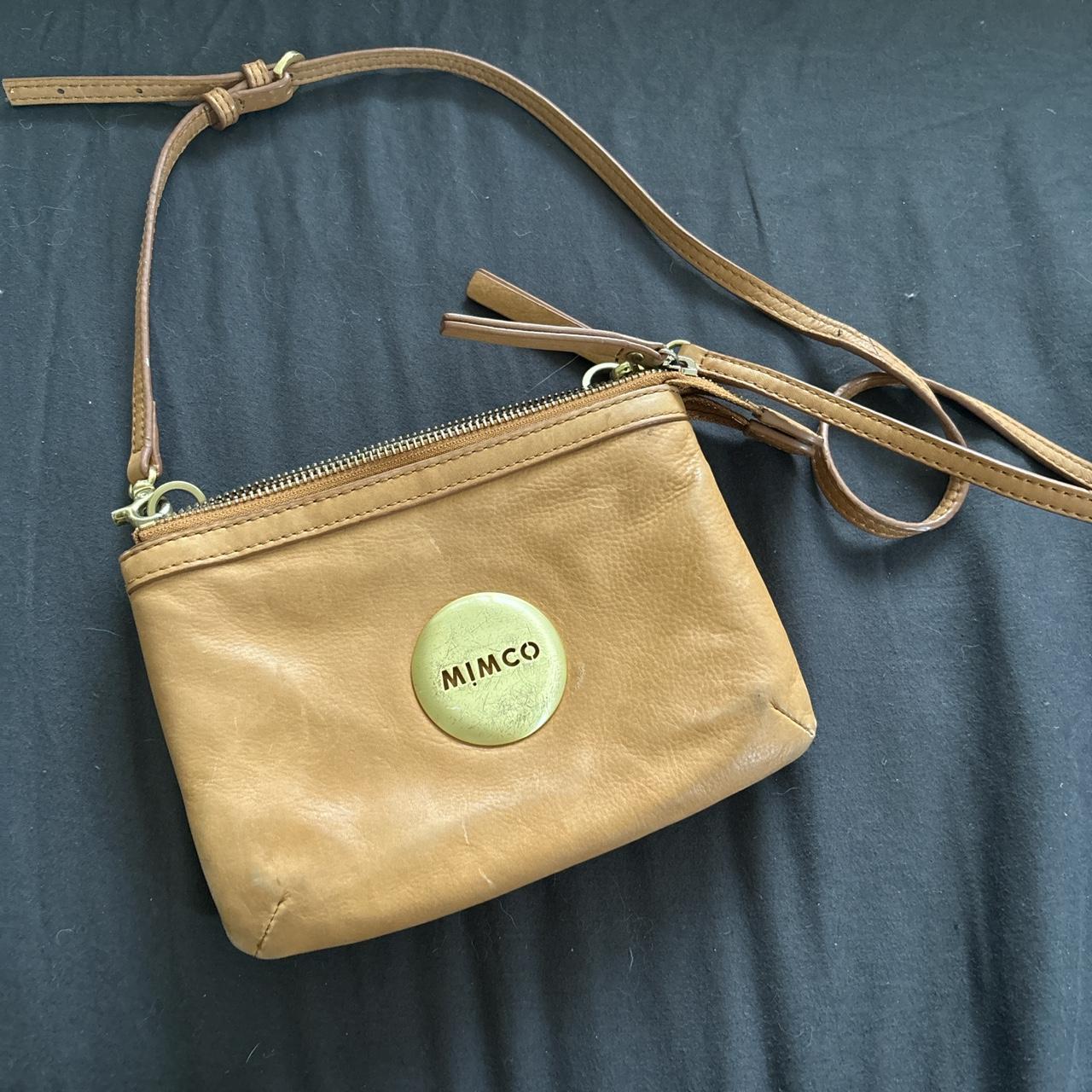 Mimco tan mini bag 3 pouches zips very good... - Depop