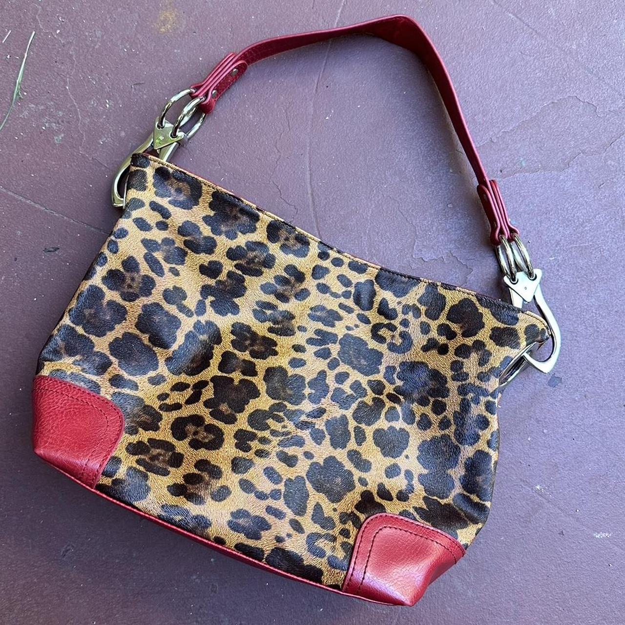 Adorable leopard / cheetah print tote with red... - Depop