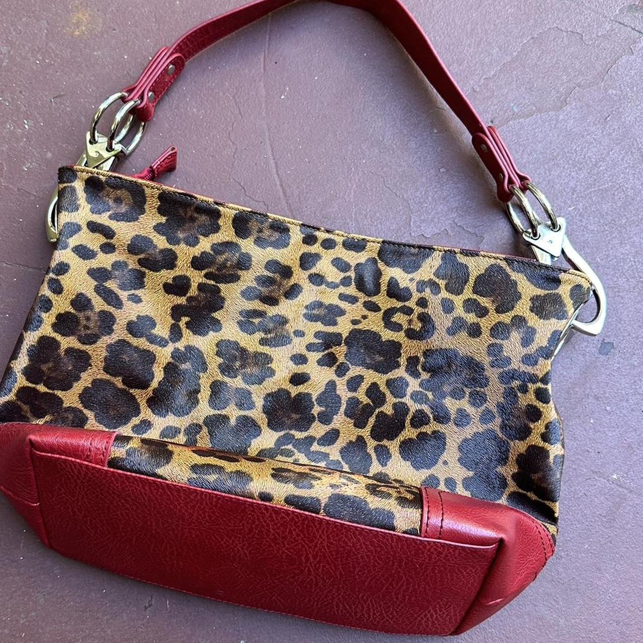 Adorable leopard / cheetah print tote with red... - Depop