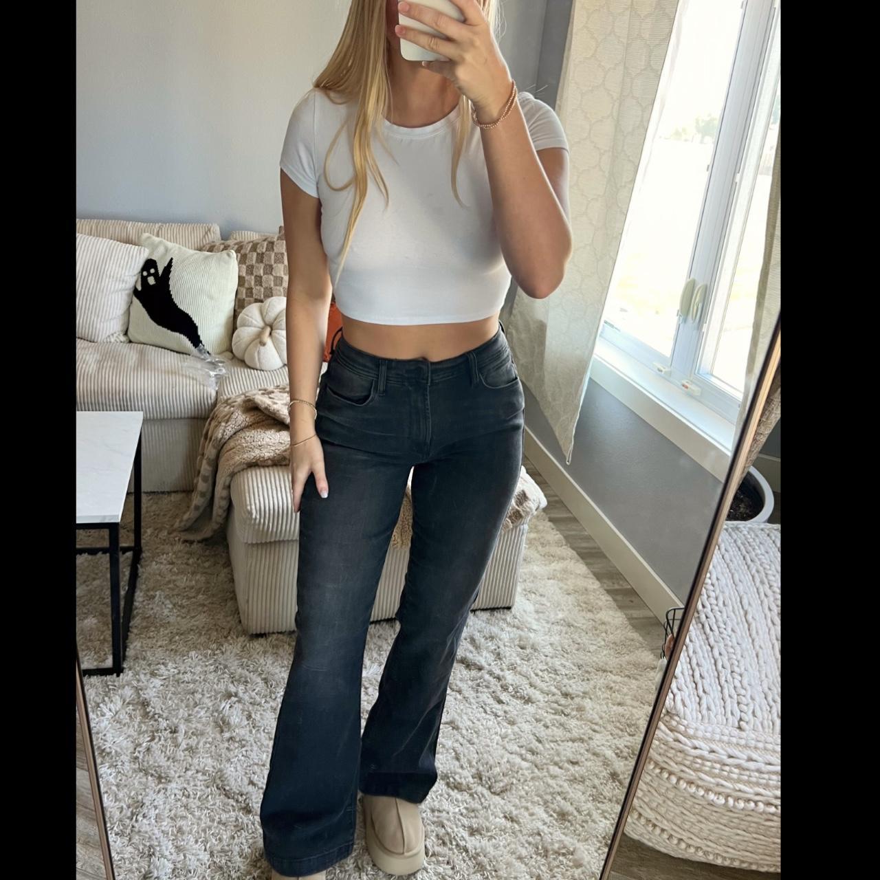 Kenzie high rise flare jeans. No rips. Stretchy.... - Depop