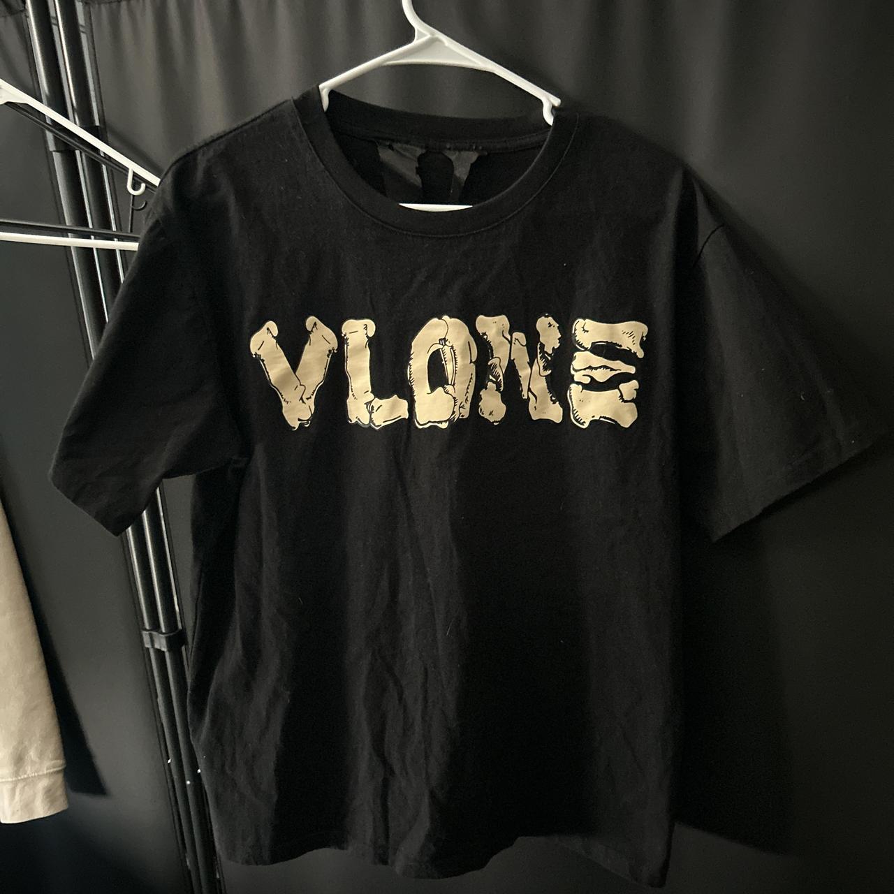Black and cream bone/skeleton Vlone tee Men’s Size L... | Depop