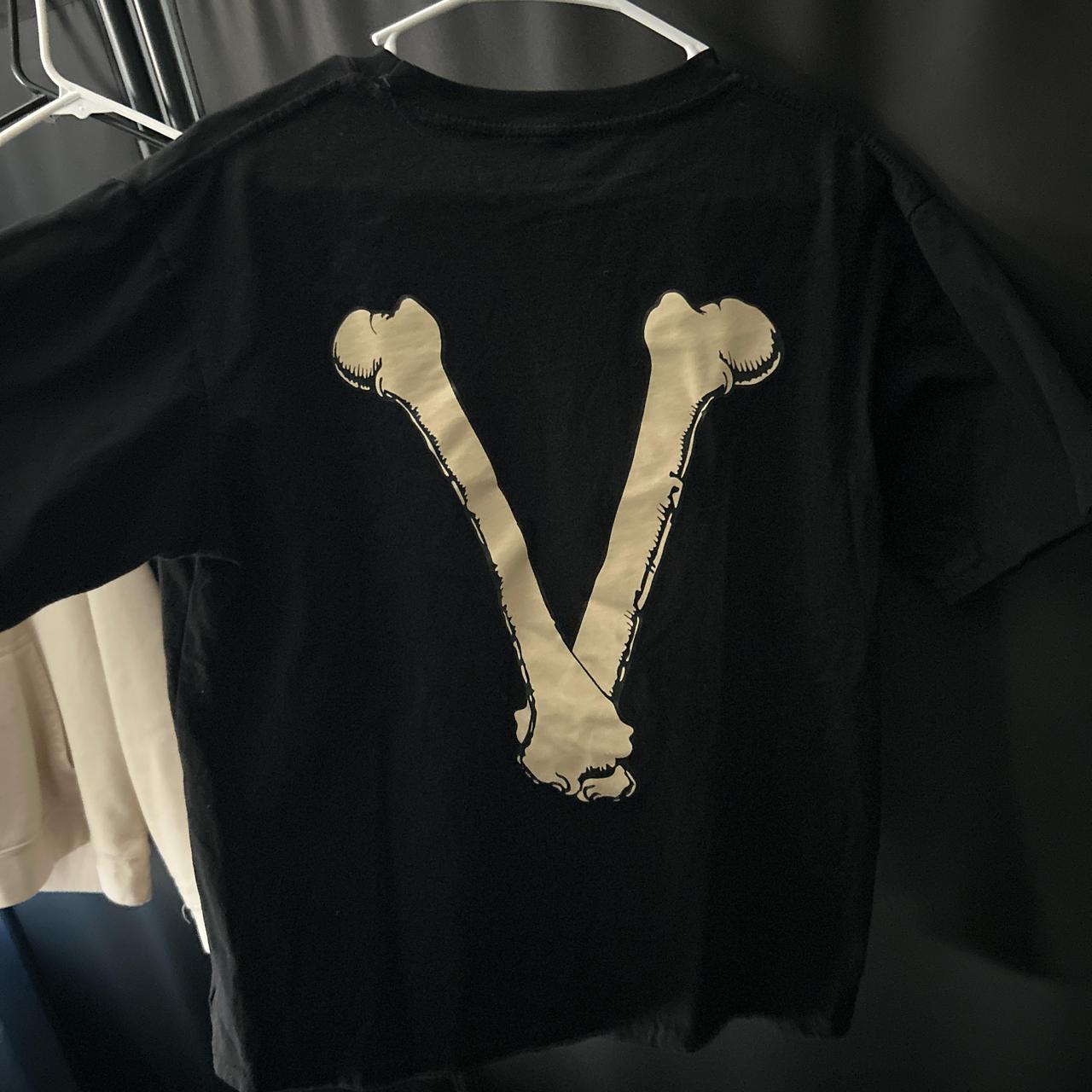 Black and cream bone/skeleton Vlone tee Men’s Size L... | Depop