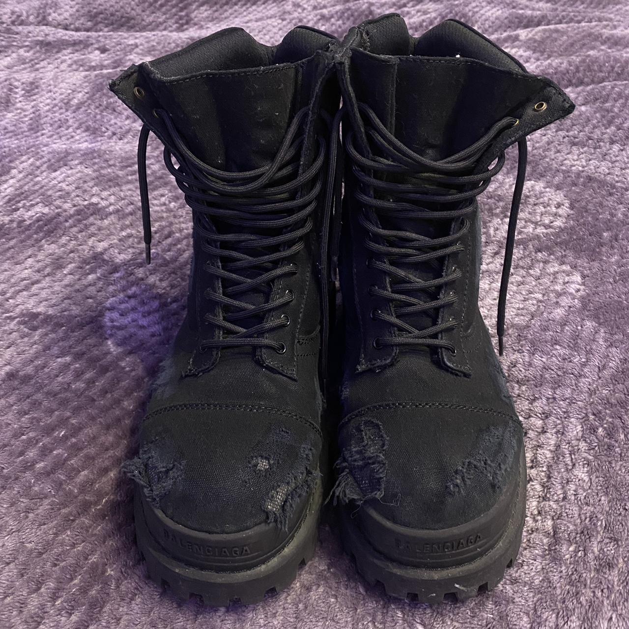 Black Distressed Balenciaga Strike Boots - No Box -... | Depop