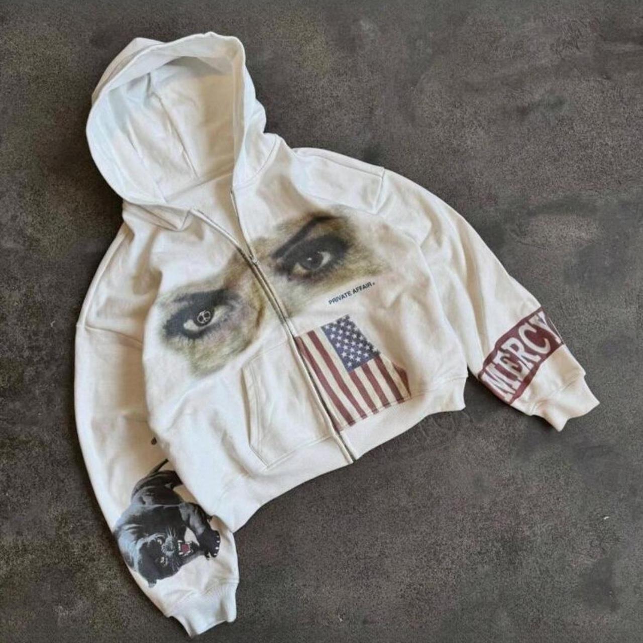 Men’s white graphic jacket | Depop