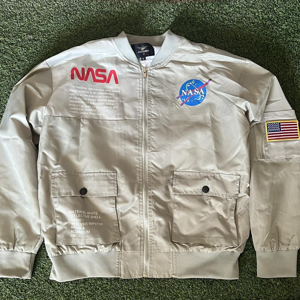 NASA light grey bomber jacket - Depop