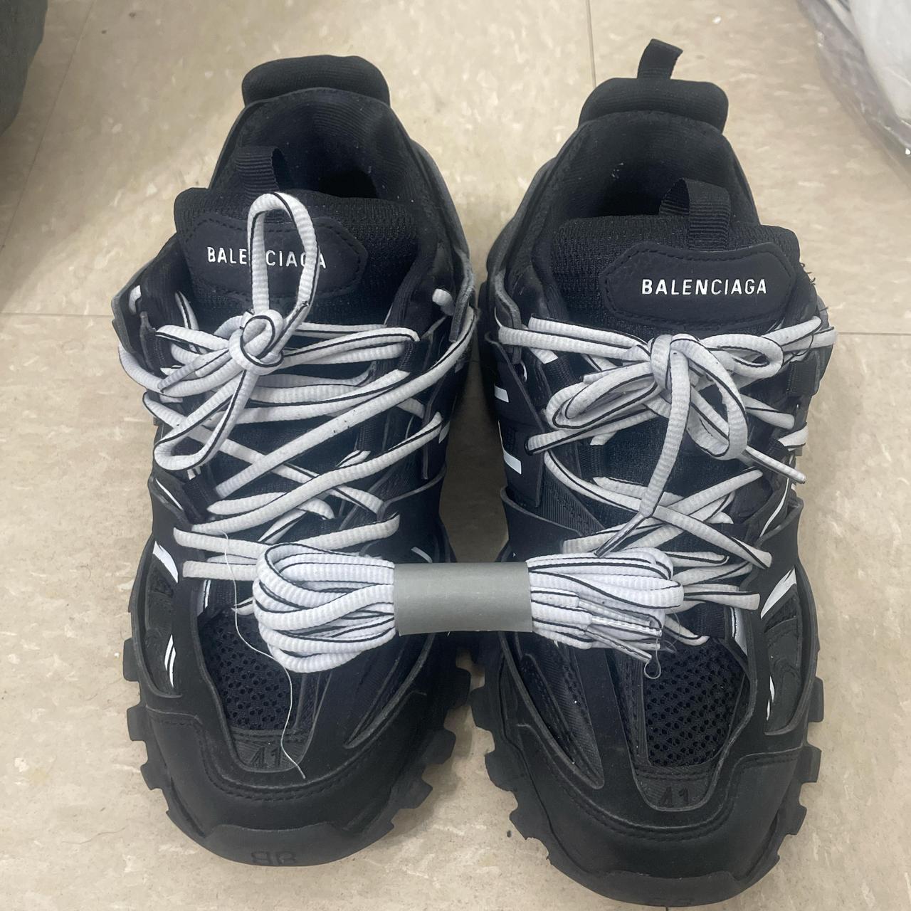 Balenciaga tracks white and black in good condition... - Depop