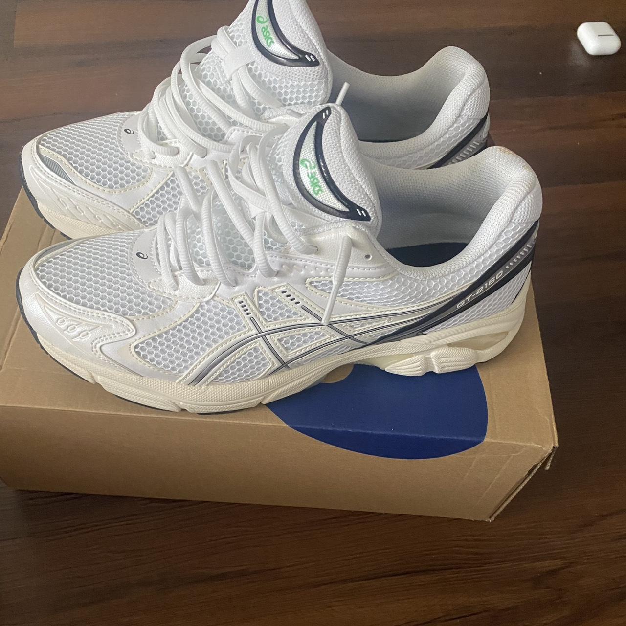 asic white and green , worn one time - Depop